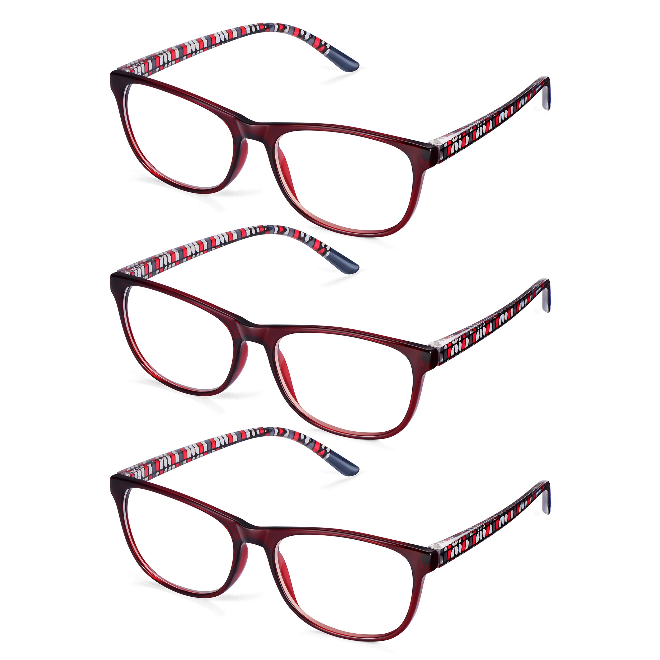 3 Pack - Read Optics Red Rectangular Reading Glasses For Men and Women