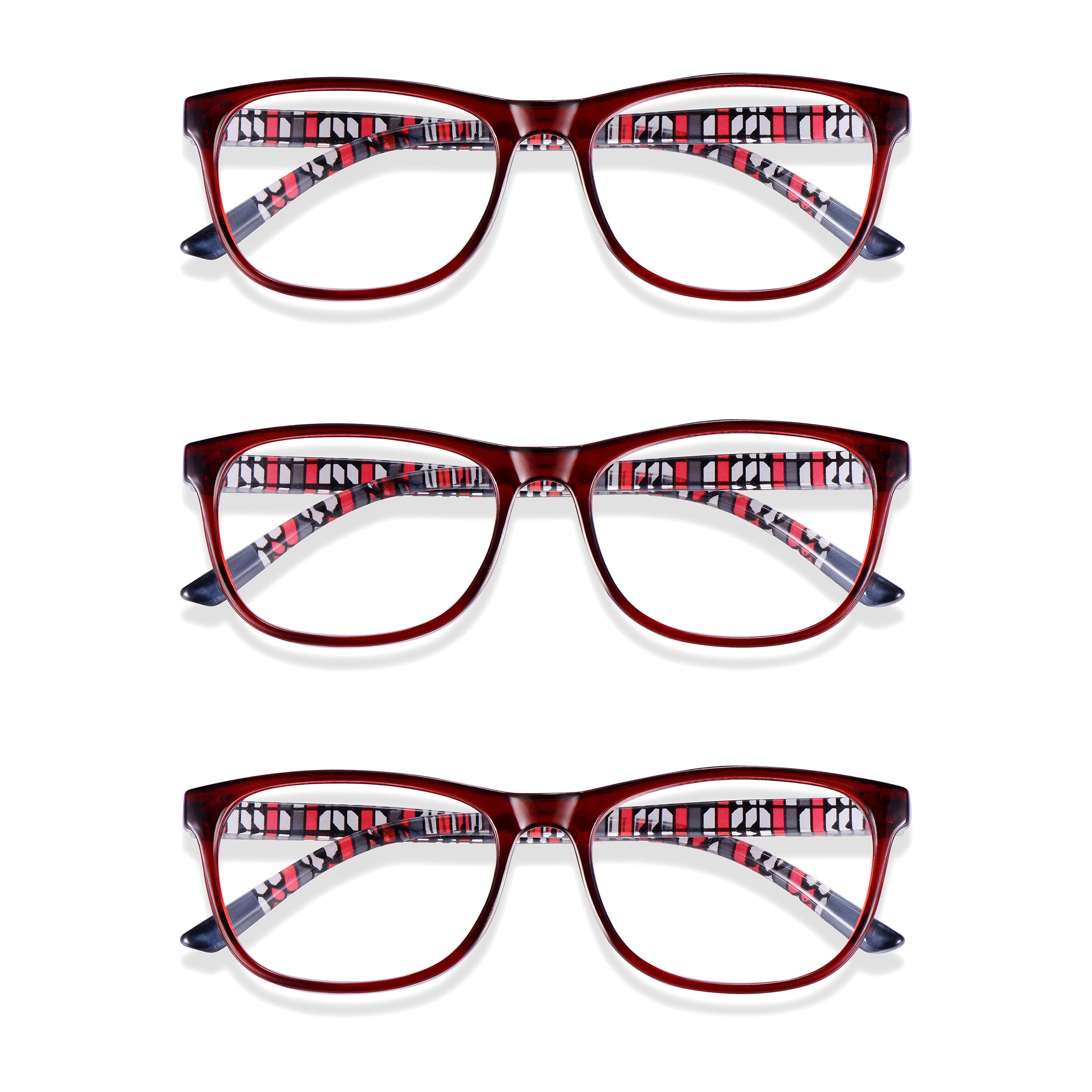 3 Pack - Read Optics Red Rectangular Reading Glasses For Men and Women