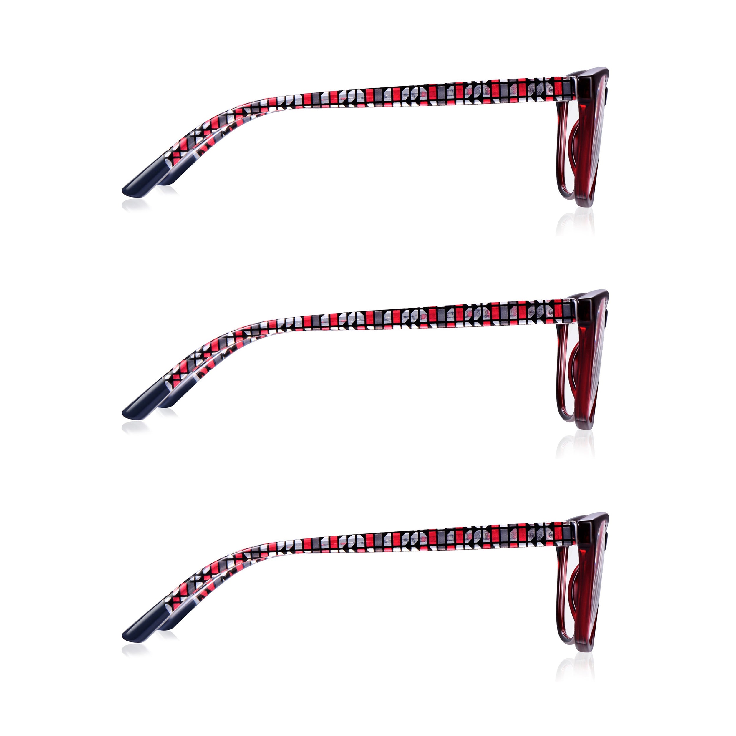 3 Pack - Read Optics Red Rectangular Reading Glasses For Men and Women